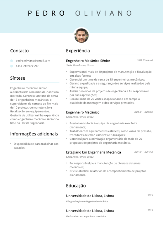 Melhores modelos de currículo profissional de Portugal