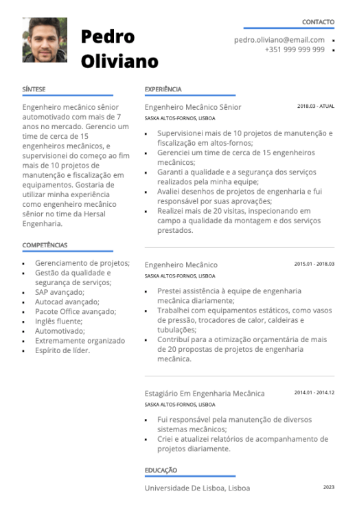 Melhores modelos de currículo profissional de Portugal