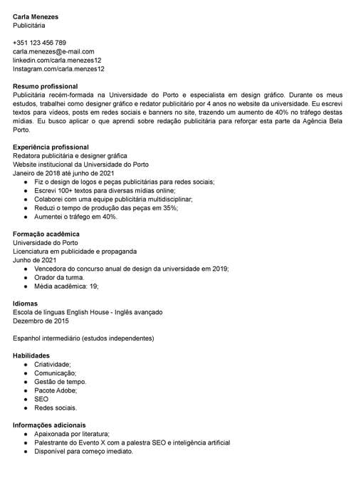 Editar curriculum vitae online grátis (modelo em Word e PDF)